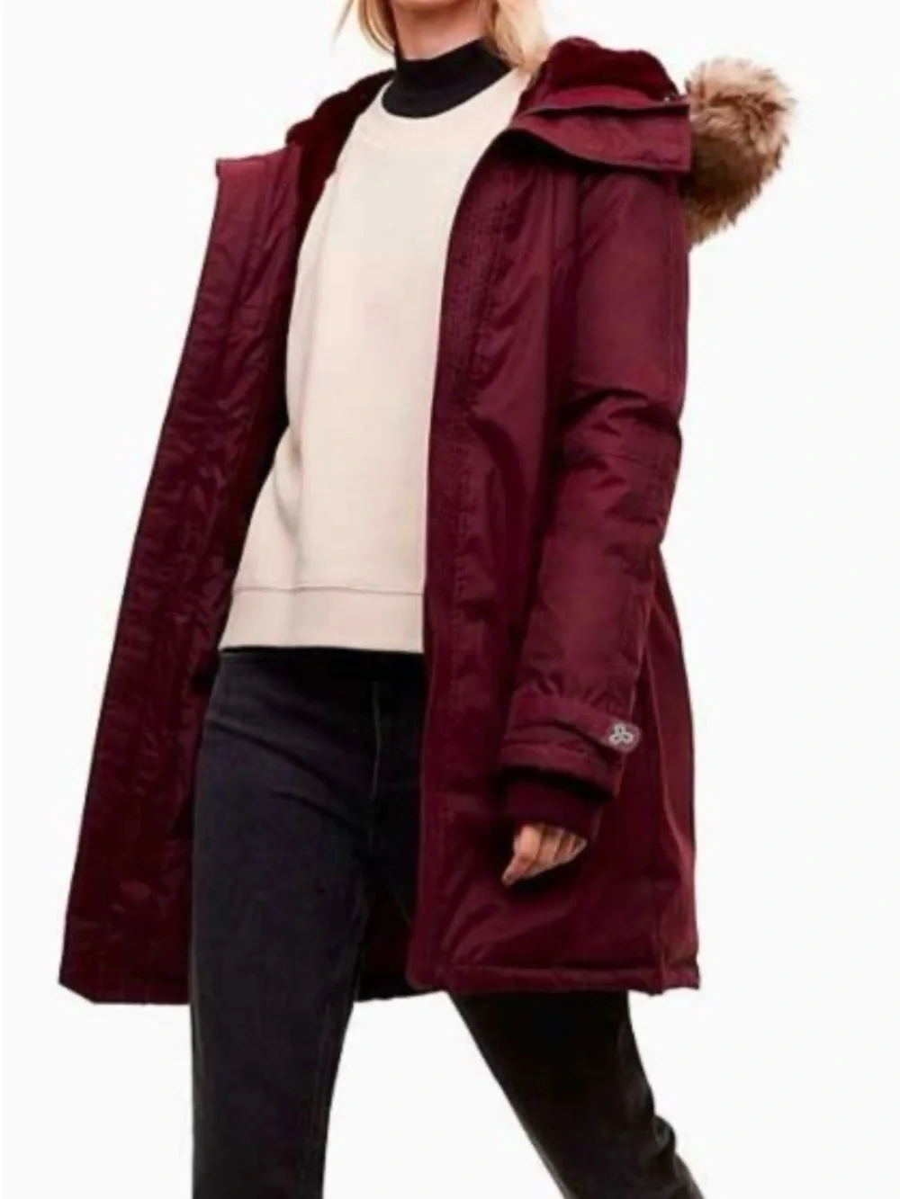 TNA | Jackets & Coats | Tna Womens Burgundy Avoriaz Parka With Faux Fur ...